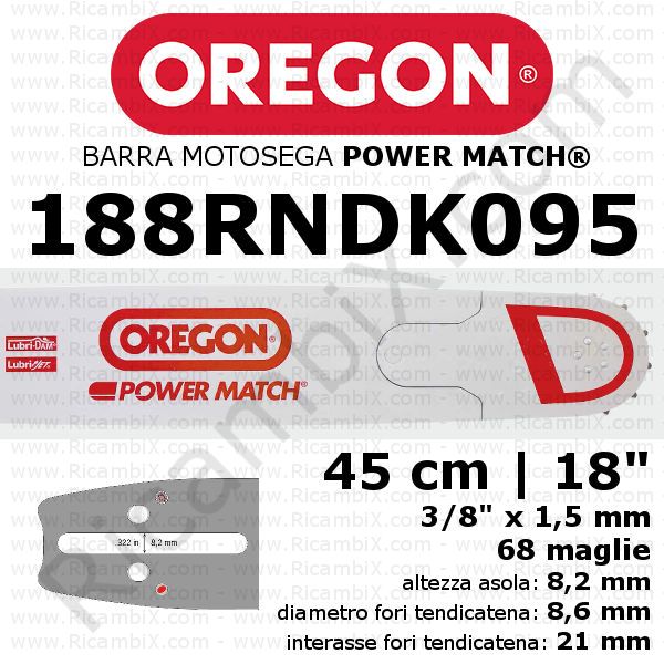 Barra motosega OREGON® Power Match® 188RNDK095 | 45 cm | 18 pollici